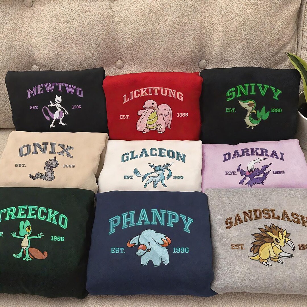 Custom Anime Poke Embroidered Shirt, Embroidered Anime Shirt, Kawaii ...