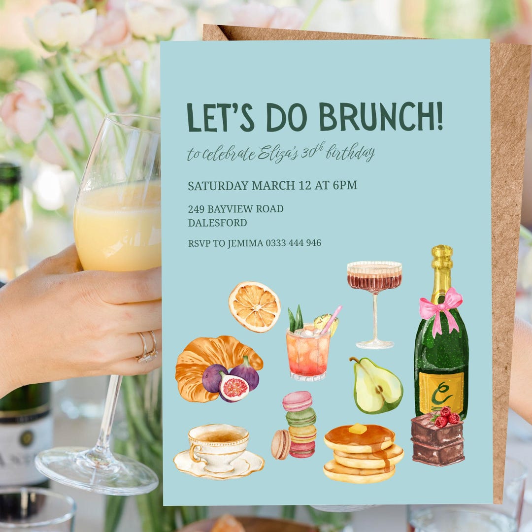 Let's Do Brunch Invitation, 30th Birthday Girl Lunch Invite, Editable ...