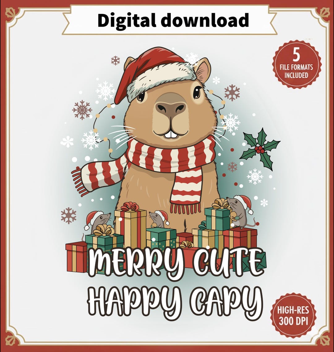 Capybara Chirstmas Png , Merry Christmas Capy Funny and Kawaii ...