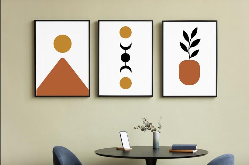 Artful Poster Set | Earth Tone Wall Arts | Minimal 3-piece Wall Art ...