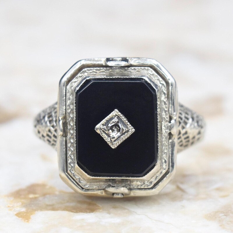 Art Deco Onyx Ring - Etsy