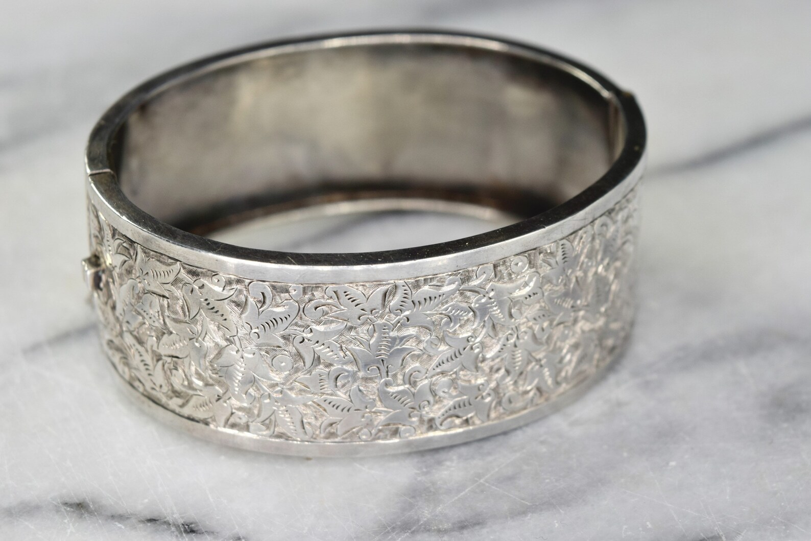 Antique Victorian Sterling Silver Hinged Bangle Bracelet With - Etsy