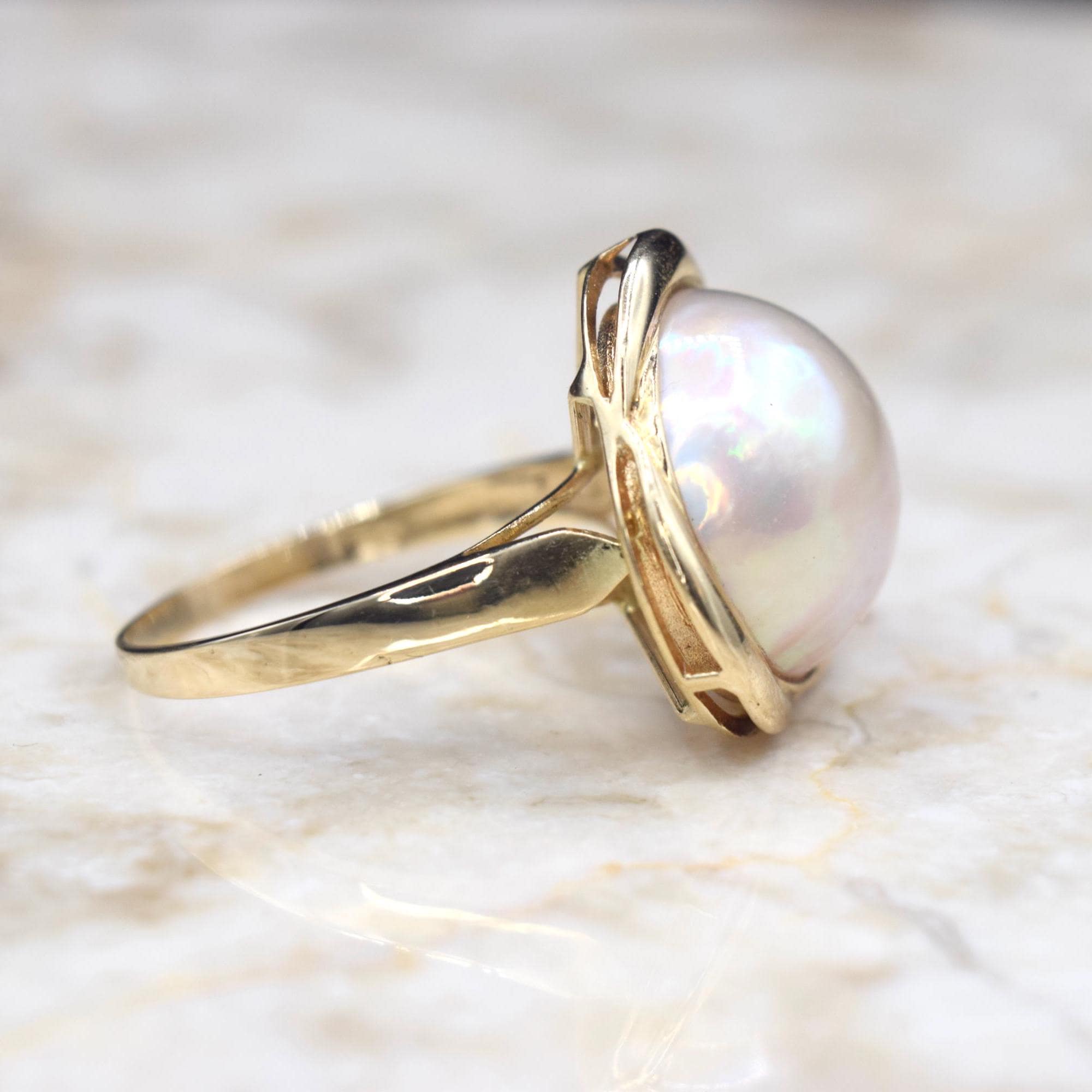 Vintage 14k Gold Mabe Pearl Ring - Etsy