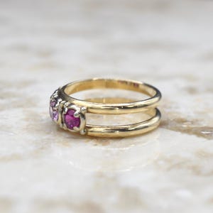 Vintage 14k Gold Ruby and Pink Sapphire Three Stone Ring - Etsy