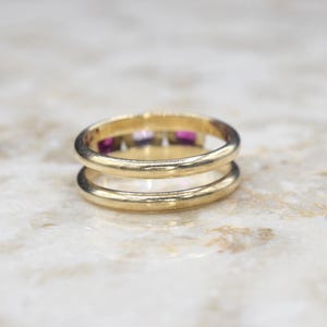 Vintage 14k Gold Ruby and Pink Sapphire Three Stone Ring - Etsy