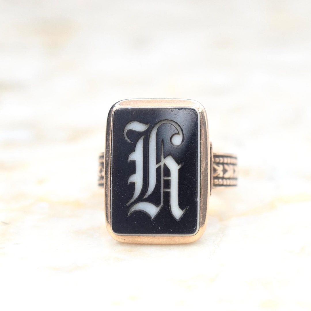 Antique Victorian H Monogram Signet Ring Inscribed Xmas 1882 - Etsy