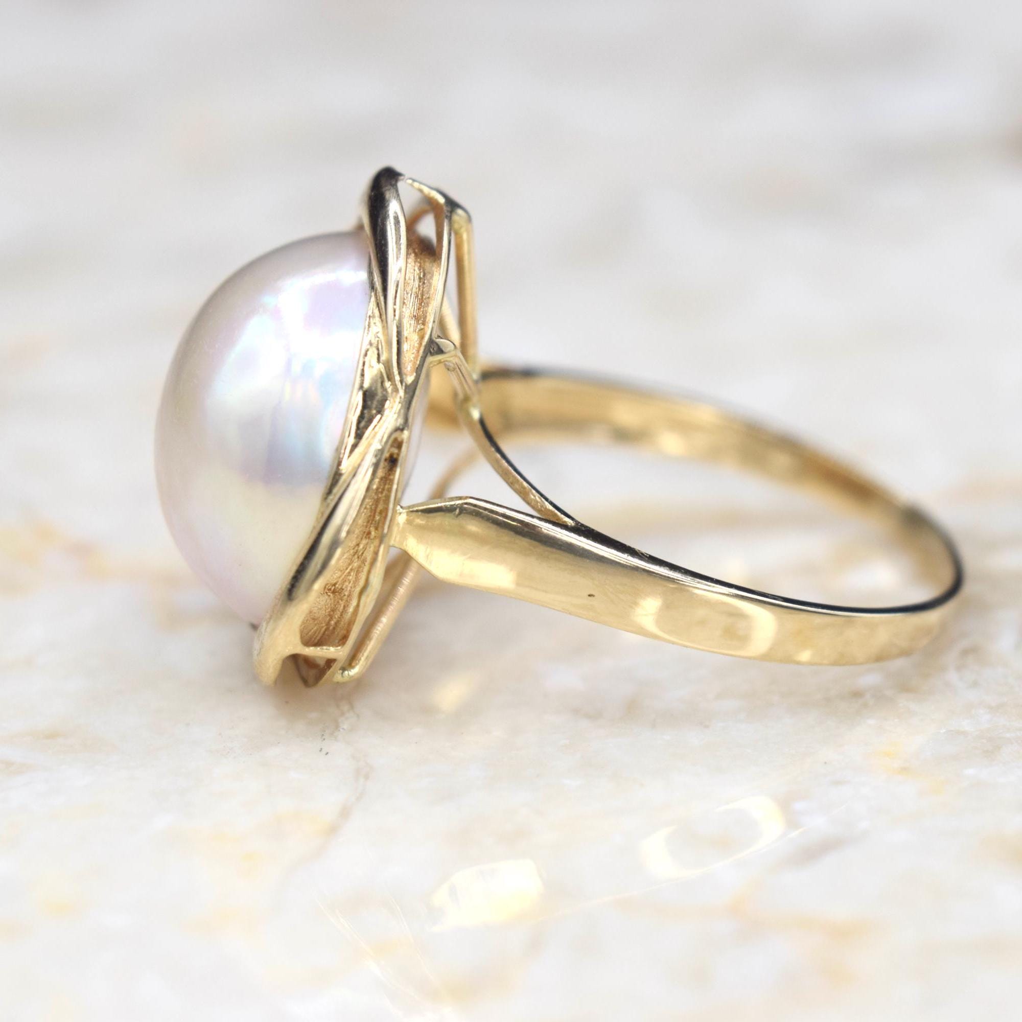Vintage 14k Gold Mabe Pearl Ring - Etsy