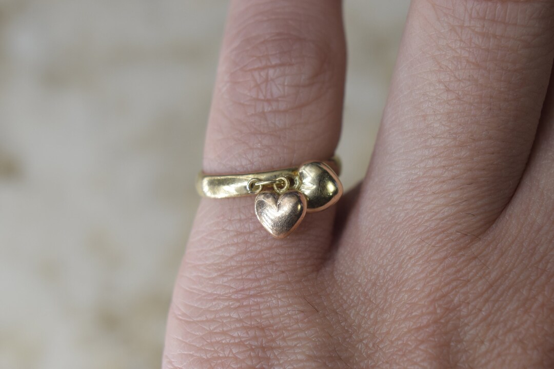 Vintage 14k Puffed Heart Charm Ring C.1960s - Etsy