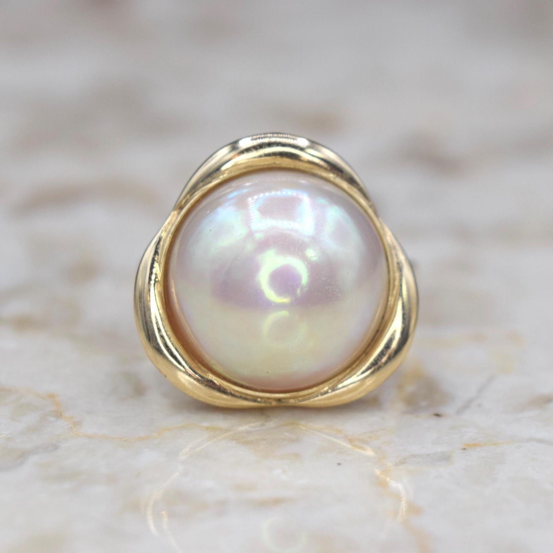 Vintage 14k Gold Mabe Pearl Ring - Etsy