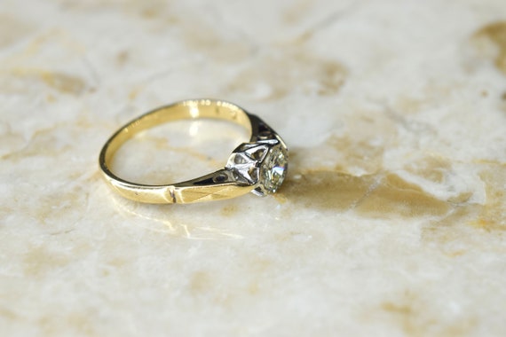Antique 18k Gold Bezel Set .25ct Diamond Ring - Gem