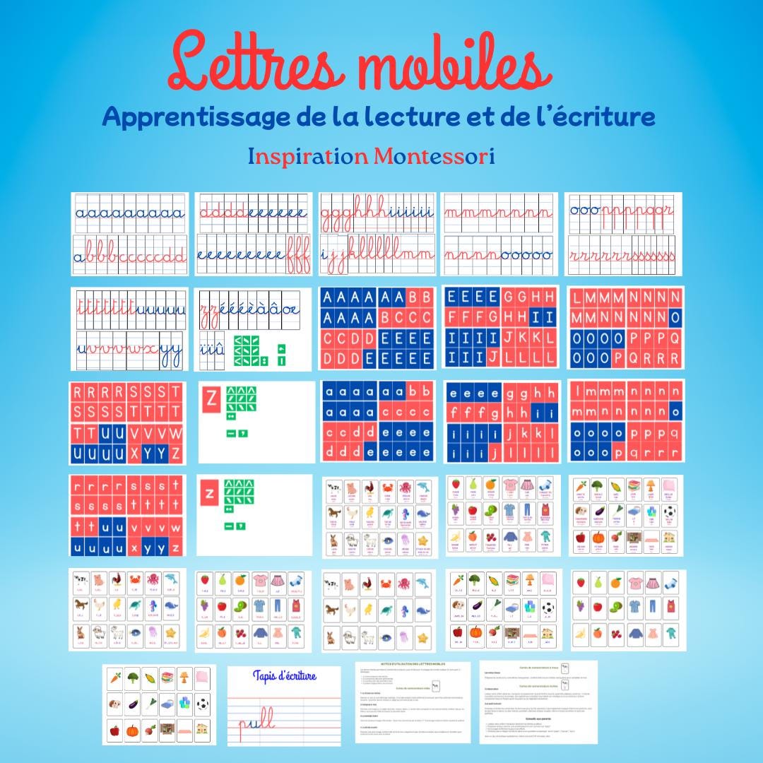 Lettre de l'alphabet mobile minuscule et majuscule inspiré Montessori ...