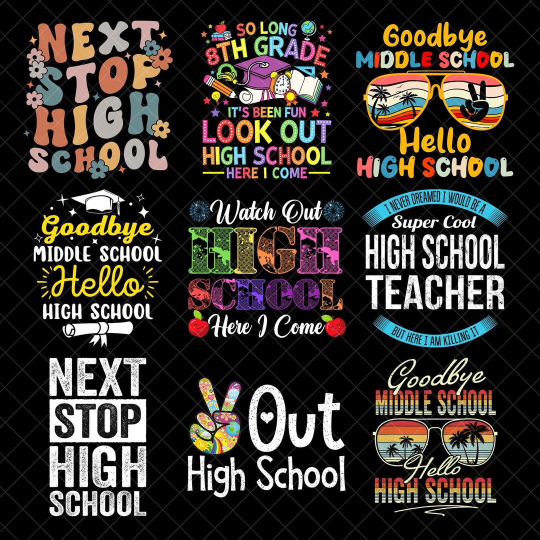 High School Png Bundle, Graduation PNG, 8th Grade Moving up Sublimation ...