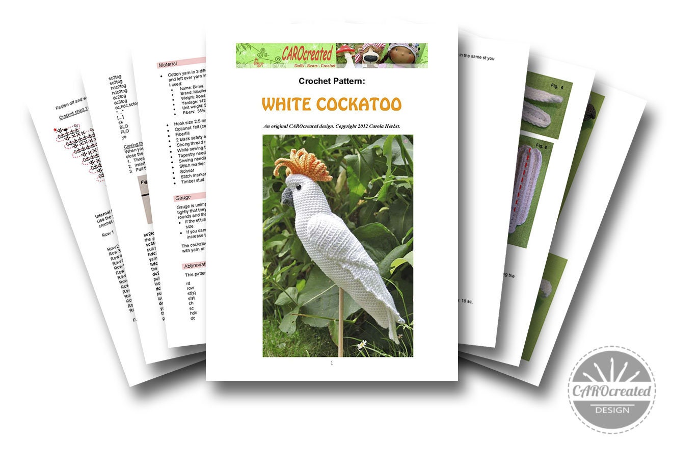 Amigurumi WHITE COCKATOO - Crochet Pattern, PDF in English, Deutsch ...