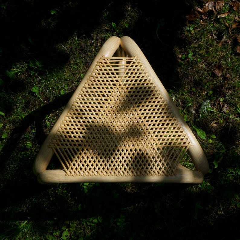 Rattan Woven Triangle Stool - Etsy