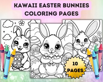 Easter Kawaii Coloring Page | Printable for Kids - Etsy