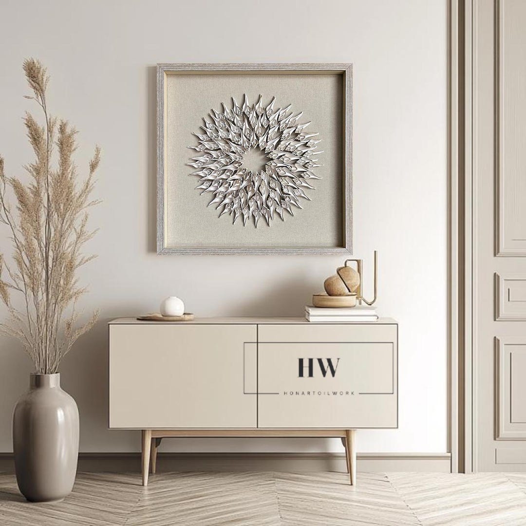 Original White Shell Wall Art Silver Shell Frame Wall Art Milk White ...