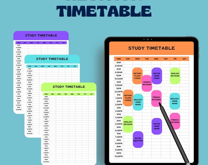 Revision Timetable | Study Schedule | Printable Timetable Template for ...