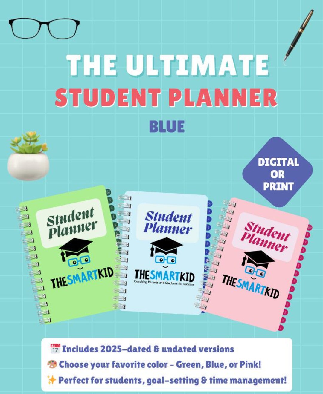 BLUE Interactive Student Digital Planner | Key Priorities Tracker ...