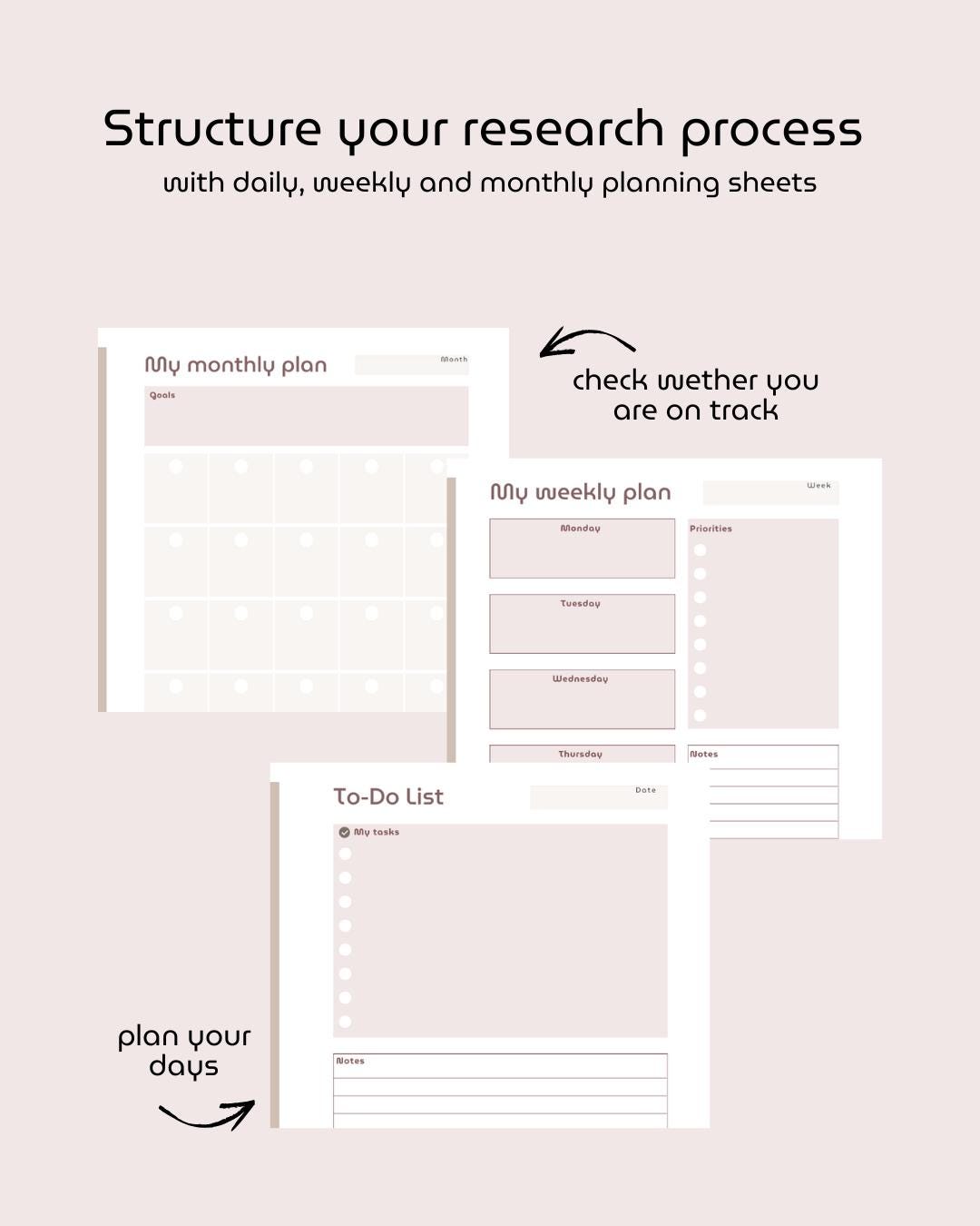 Thesis Planner Sheets - Etsy