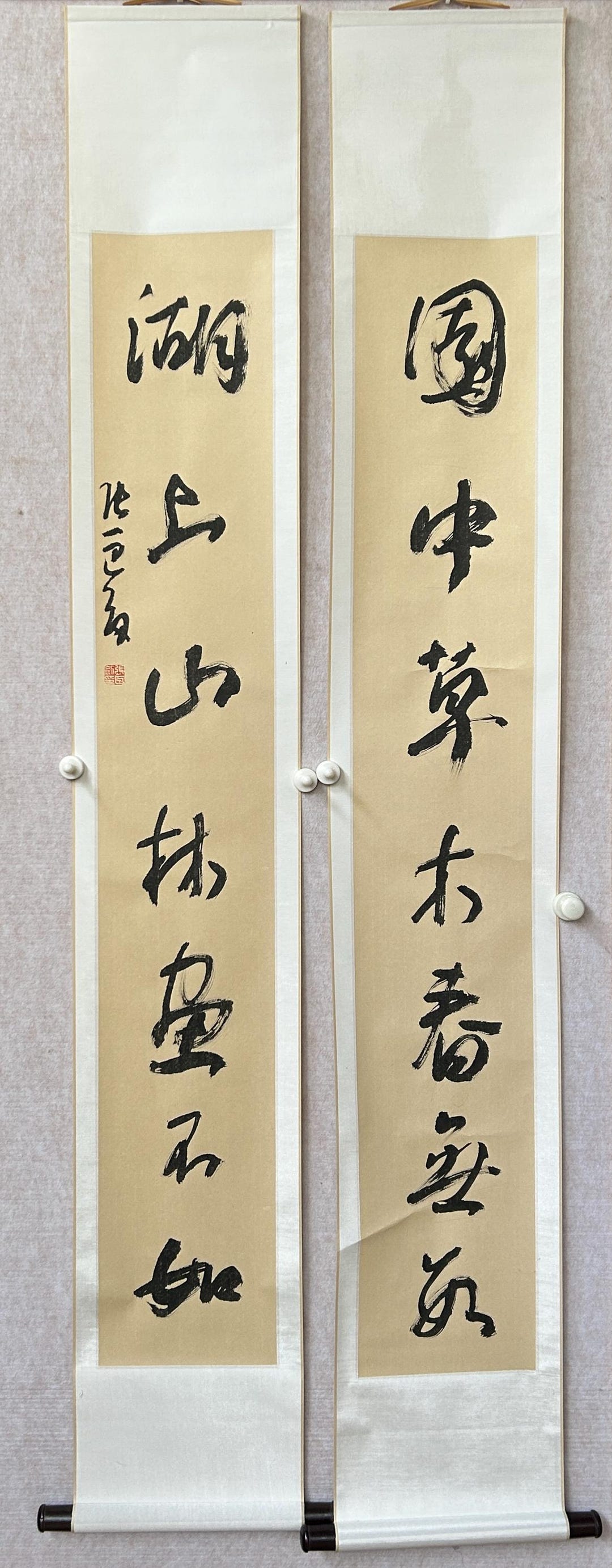 Pair of Handwritten Chinese Calligraphy Scrolls – "nature’s Untamed ...
