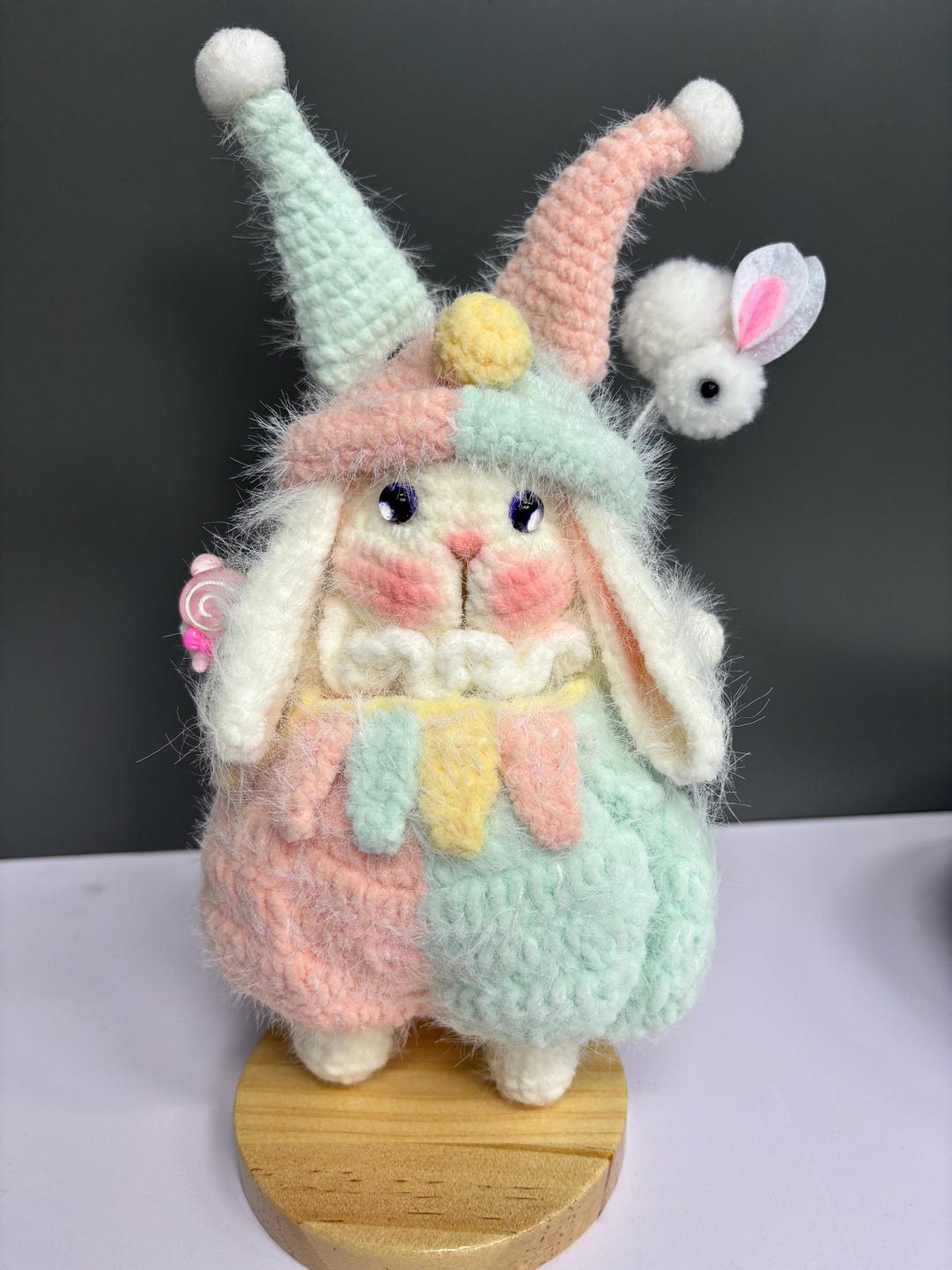 Handmade Jester Hat Bunny Plush With Angel: Pastel Nursery Decor - Etsy