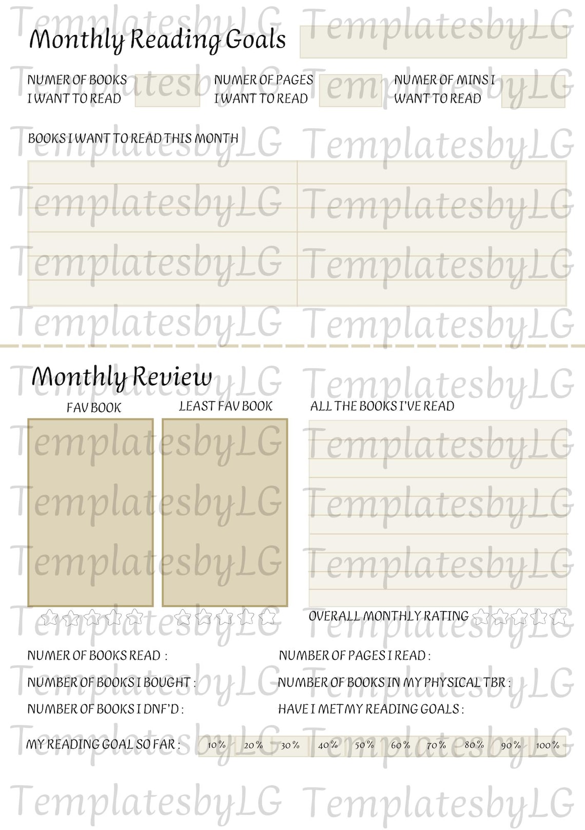 Editable Book Journal Template for Canva. Track Your Reading Goals ...