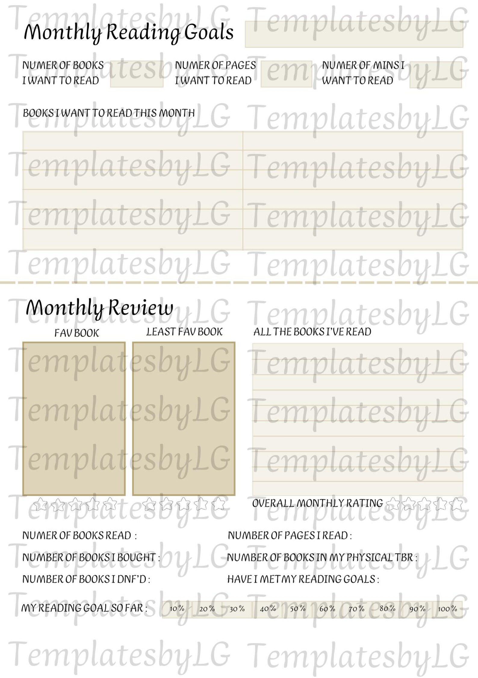 Editable Book Journal Template for Canva. Track Your Reading Goals ...