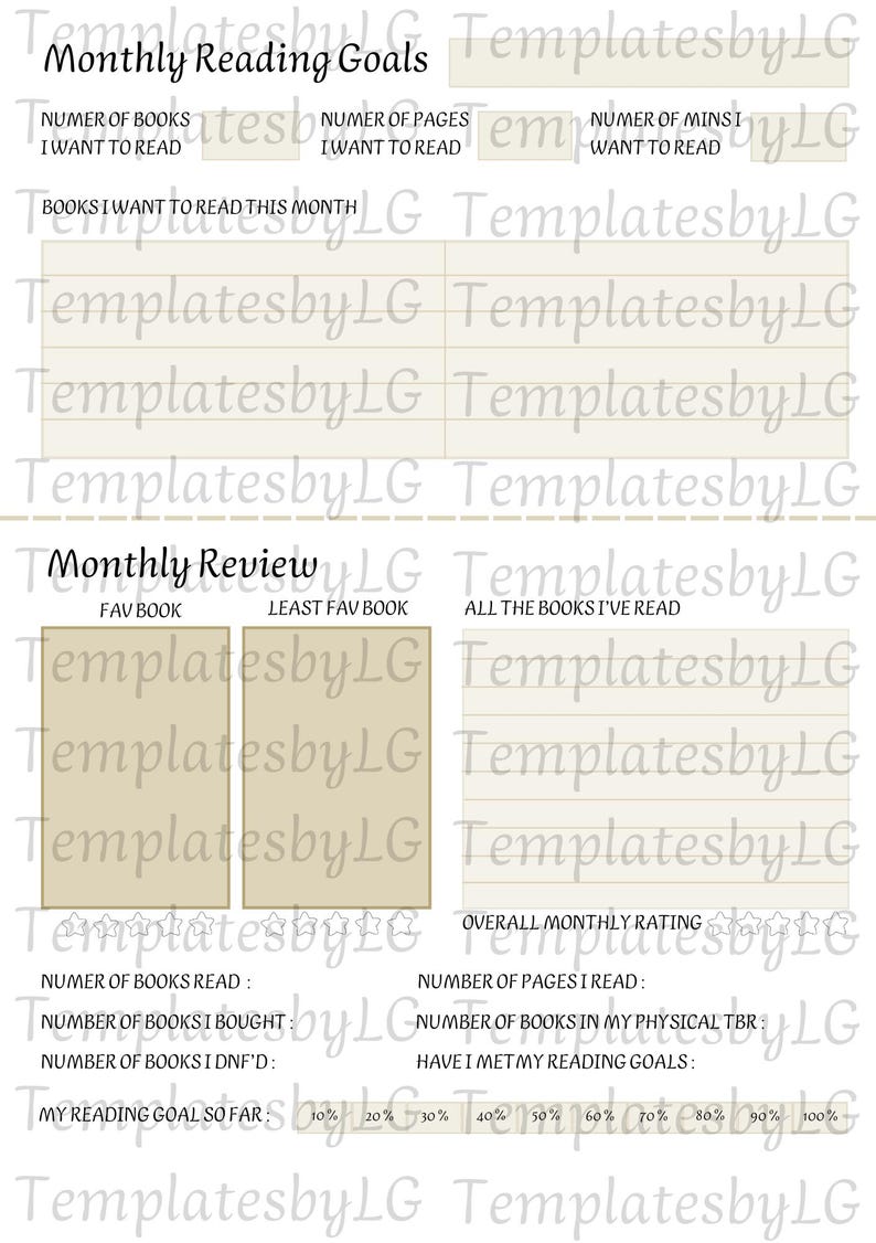 Editable Book Journal Template for Canva. Track Your Reading Goals ...