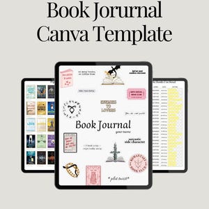 Editable Book Journal Template for Canva. Track Your Reading Goals ...