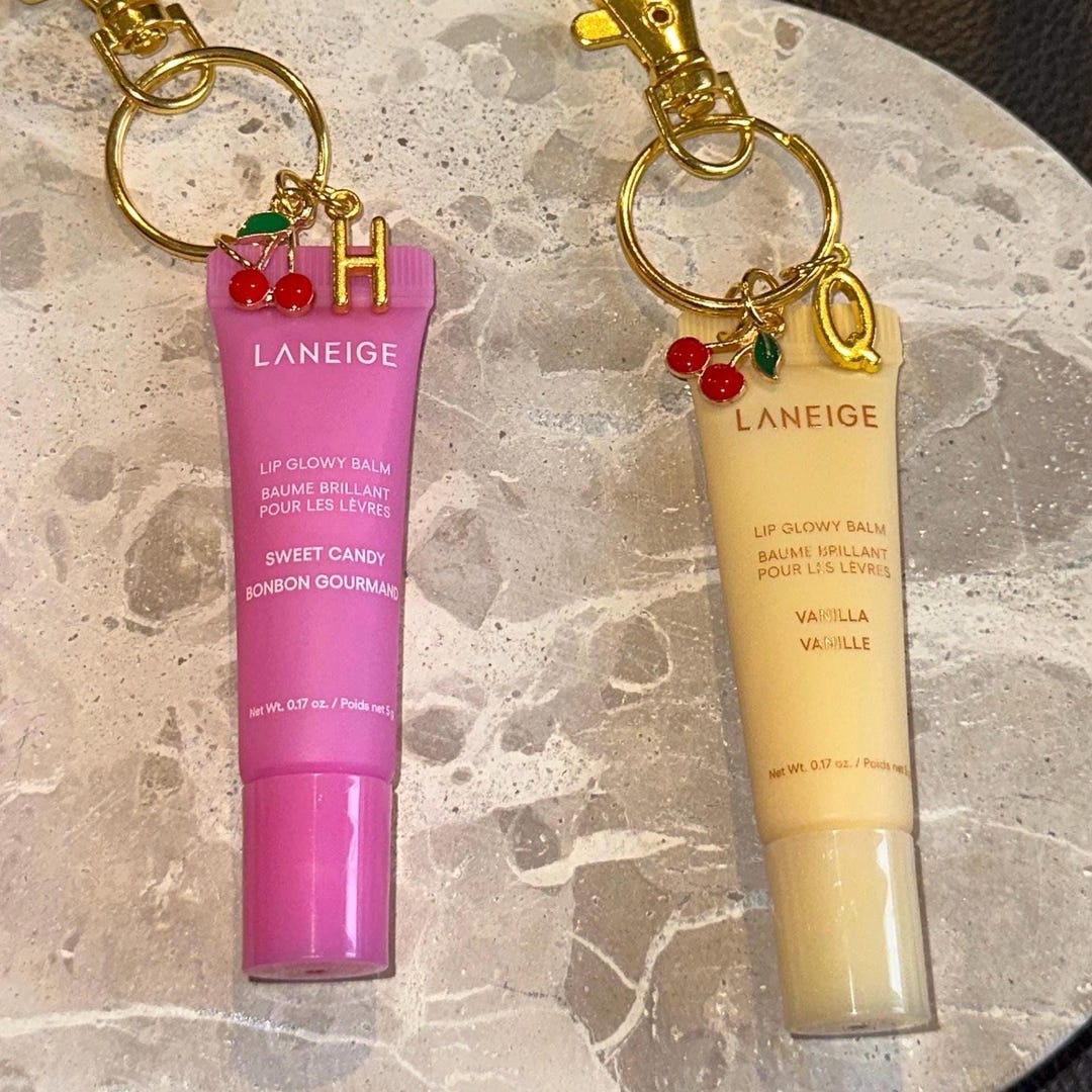 Laneige MINI Lip Glowy Balm | Lip Balm Keyring With Cherry Charms | Bag ...