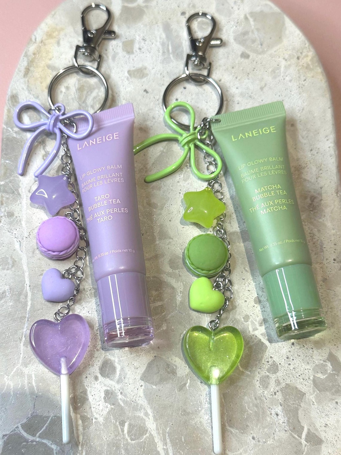 Laneige Lip Glowy Balm Keychain MATCHA or TARO | Lip Balm Keychain With ...