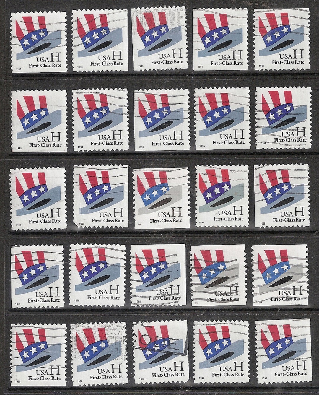 25 UNCLE SAM HAT Used and Cancelled Rate Change U.S. Postage Stamps for ...