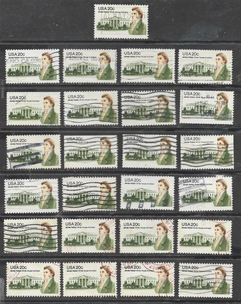 25 JAMES HOBAN Used Vintage Postage Stamps for Crafts. *white House ...