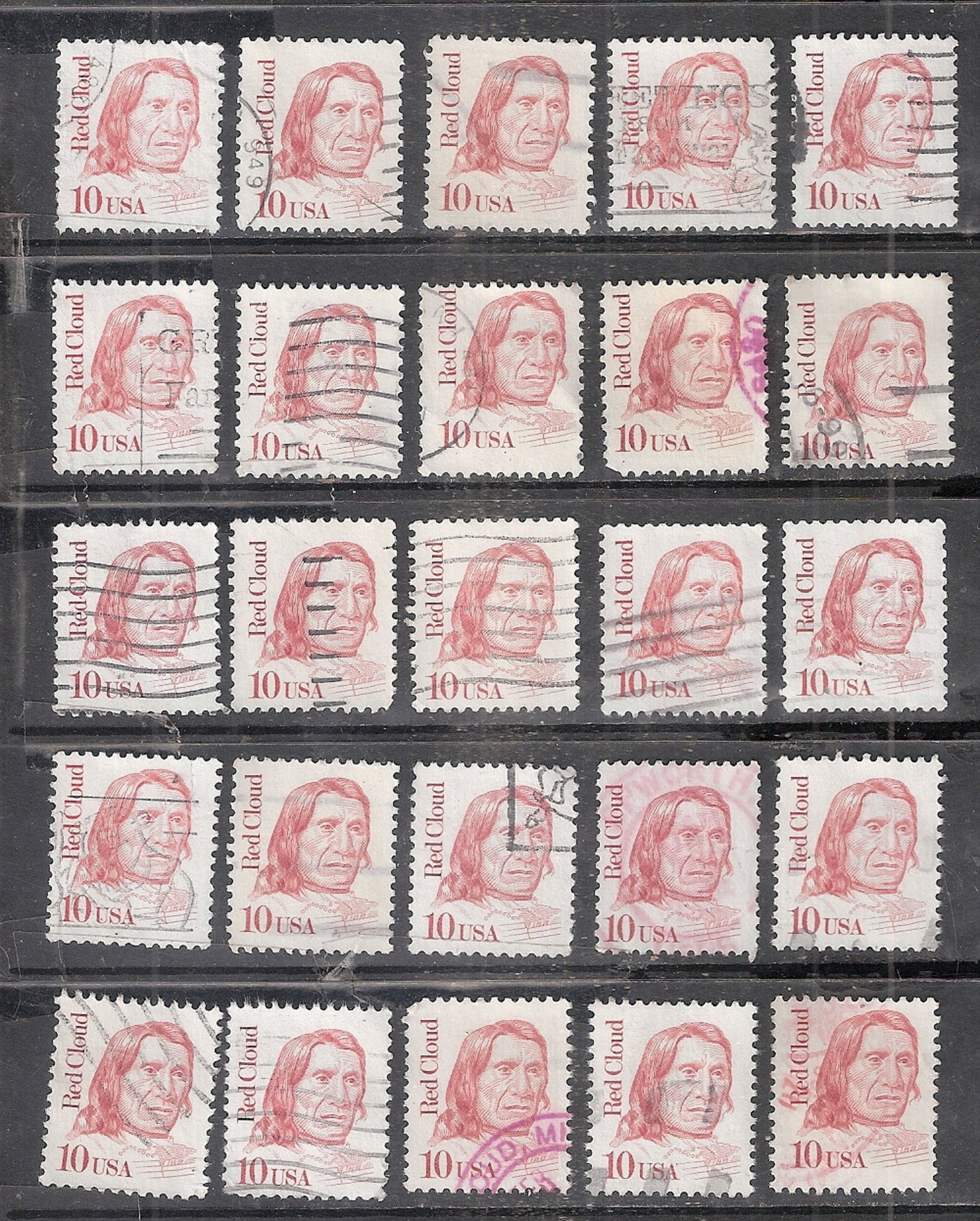 25 RED CLOUD American Indian United States Used Postage Stamps for ...