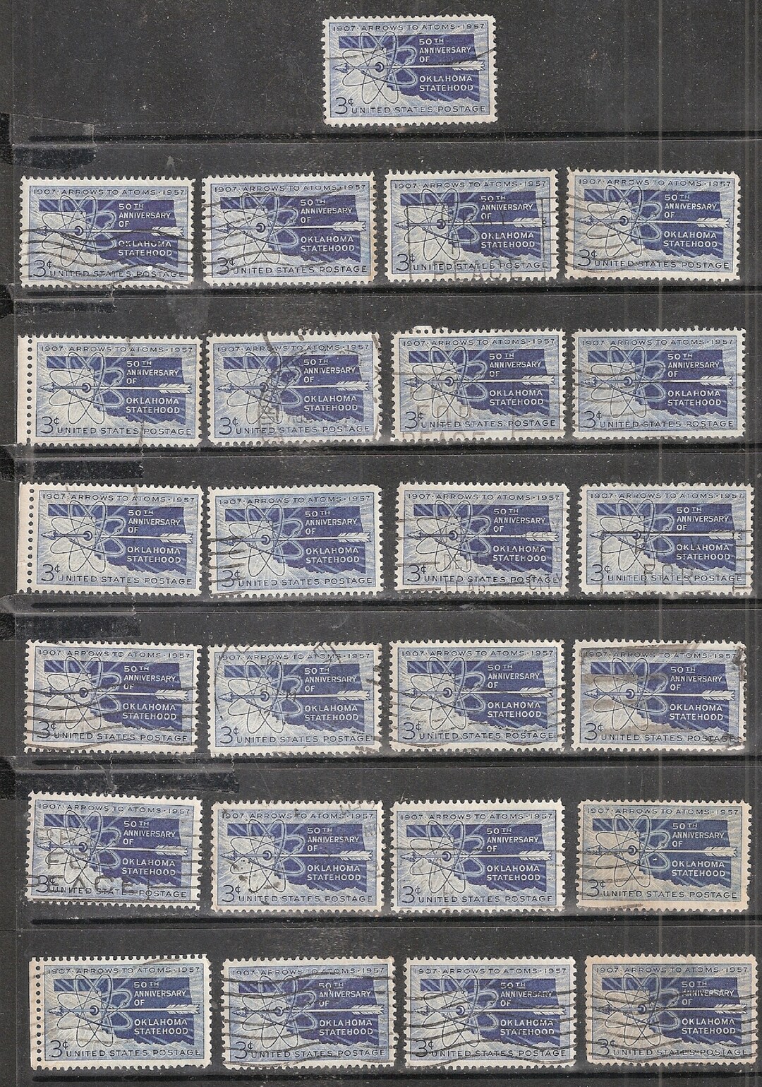 25 OKLAHOMA STATEHOOD Used US Postage Stamps for Craft Use*shows State ...