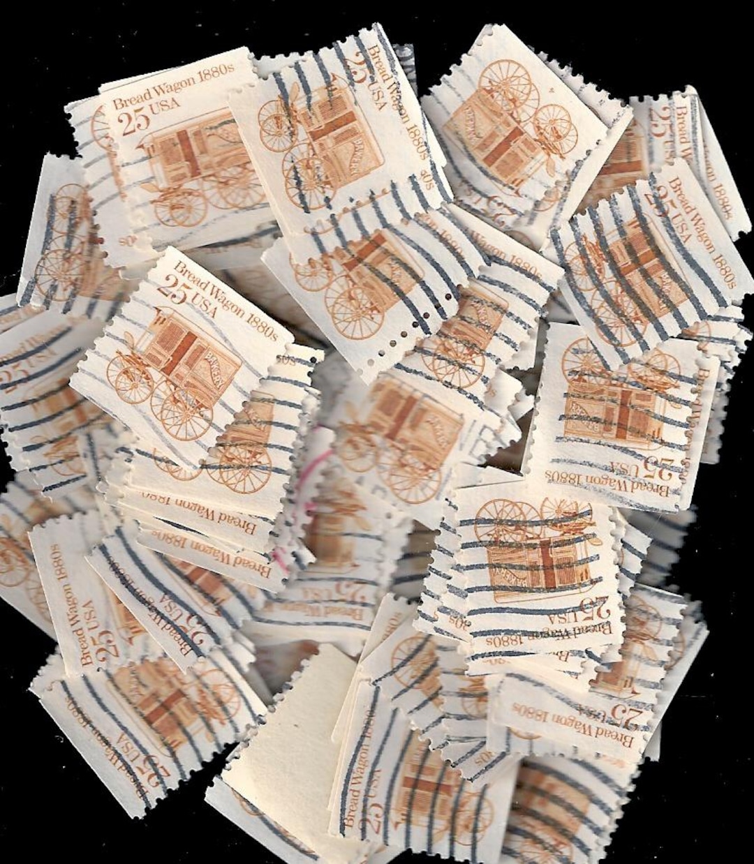 50 BREAD WAGON Used US Postage Stamps for Craft Use "transportation ...