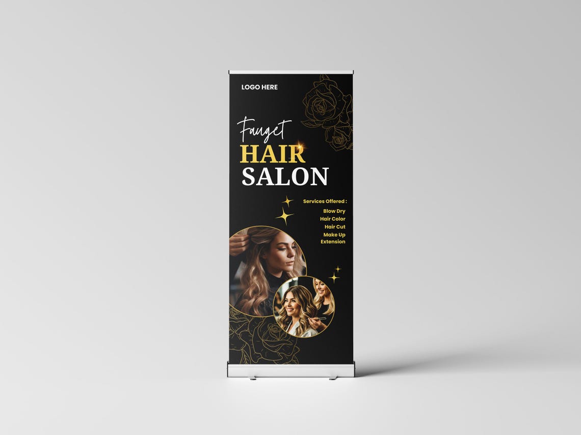 Hair Salon Roll up Banner – Editable in Canva - Etsy