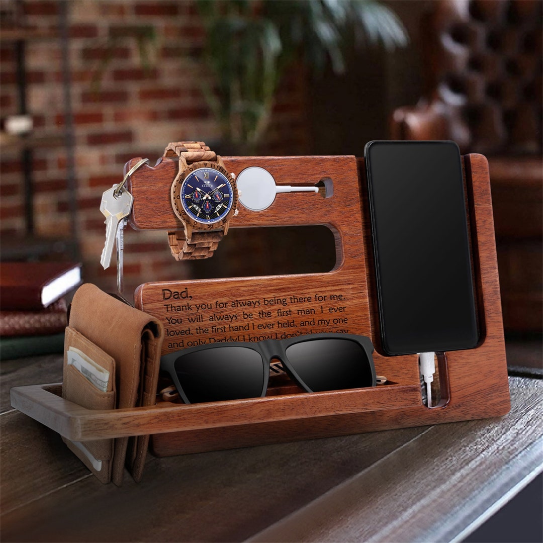 Custom Engraved Wooden Walnut Phone Docking Station Key Holder - Etsy
