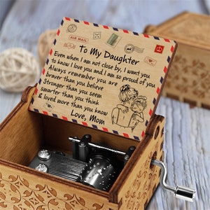 Engraved to My Daughter Music Box, Custom Handmade Wooden Music Box ...