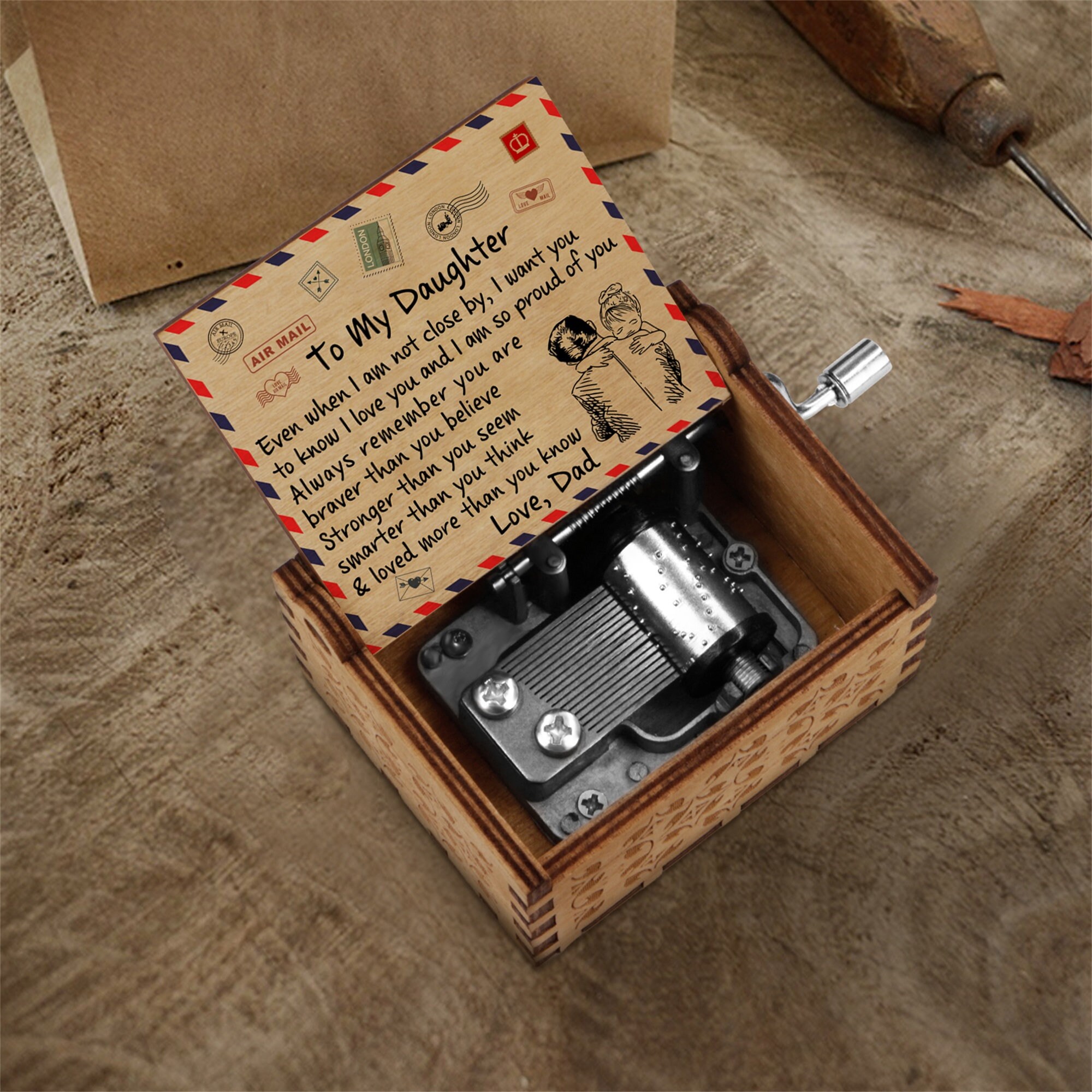 To My Daughter Music Box,custom Handmade Wooden Music Box,vintage Hand ...