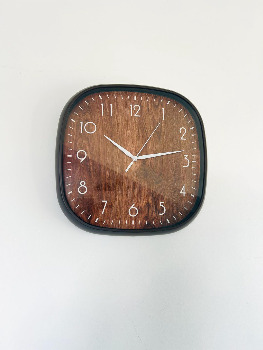 Vintage Silent Clock Square Shape Wood Effect - Etsy