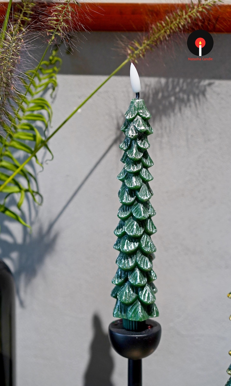 Flameless Christmas Tree Candle,set LED Taper Candle , Realistic Green ...