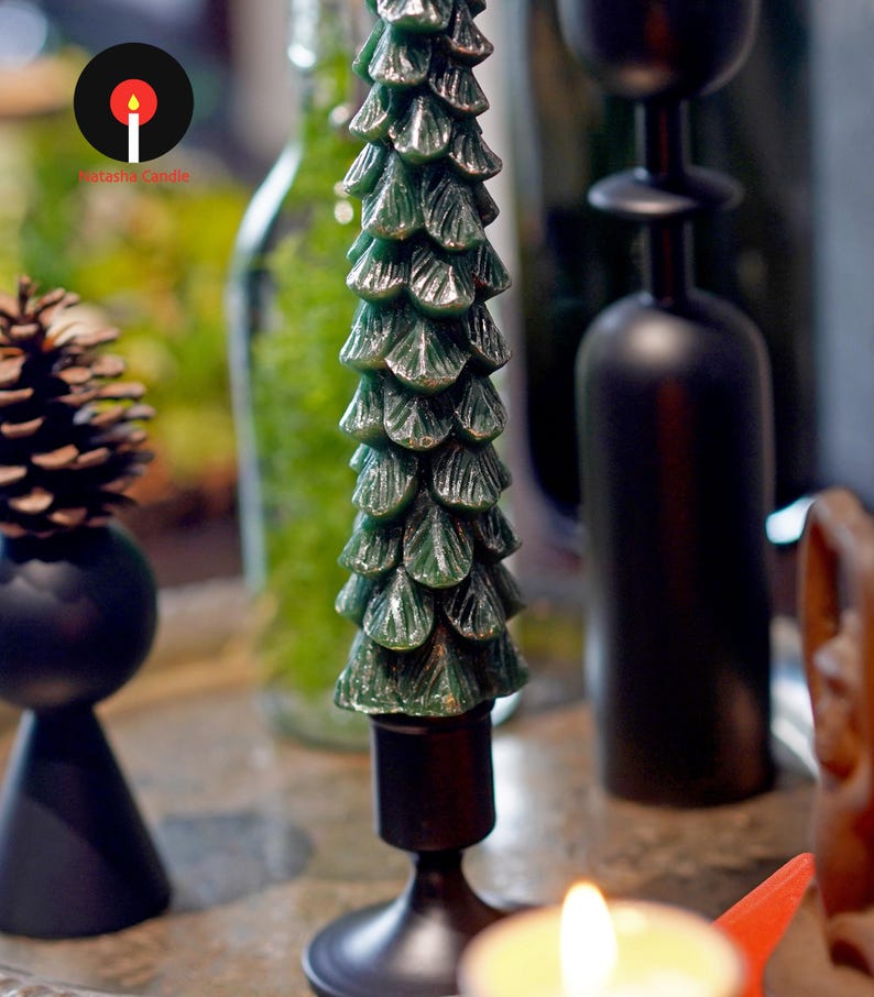 Flameless Christmas Tree Candle,set LED Taper Candle , Realistic Green ...