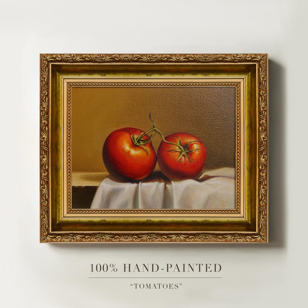Hand-painted Tomato Oil Painting, Framed Kitchen Still Life Art - Etsy