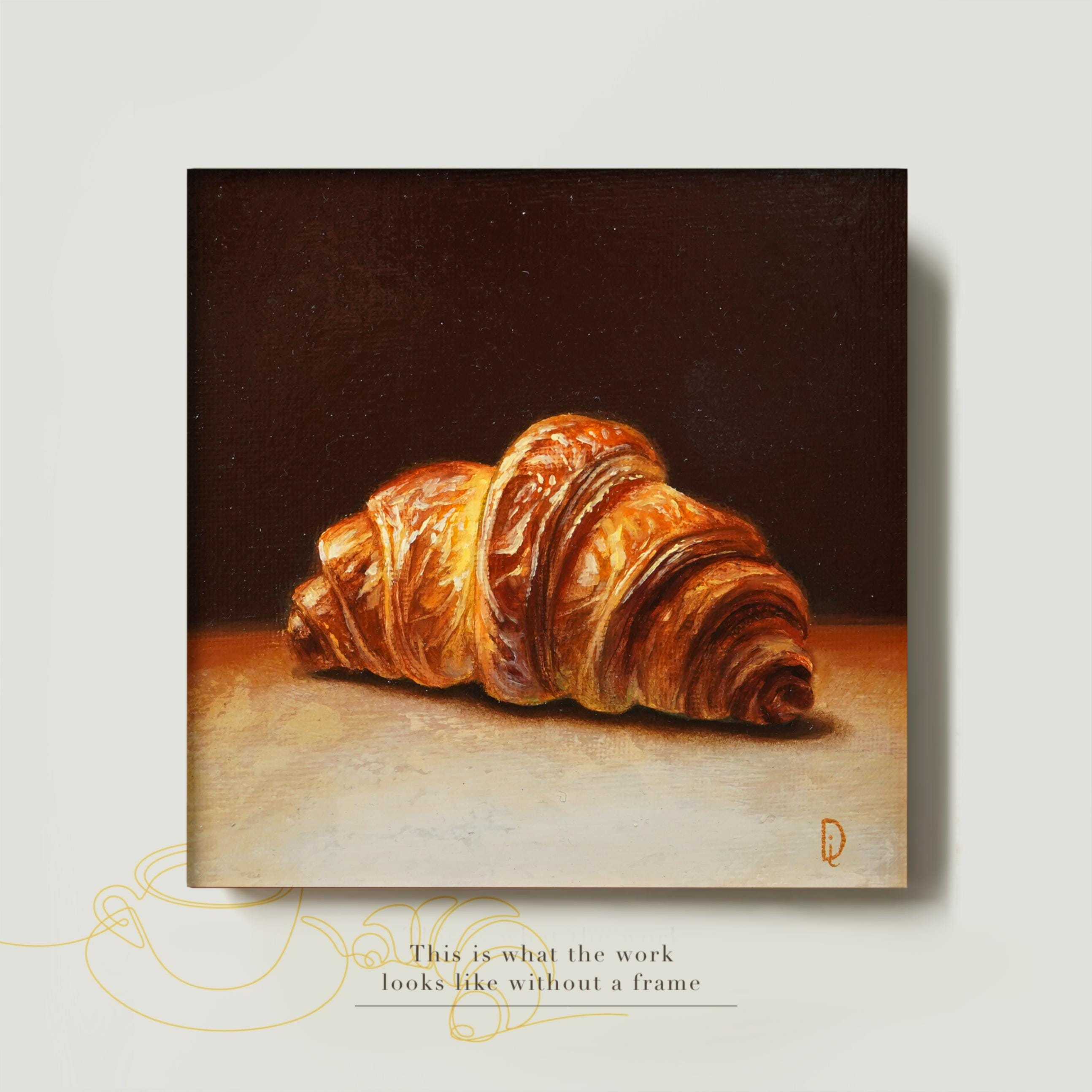 Original Croissant Oil Painting, Hand-painted French Pastry Still Life ...