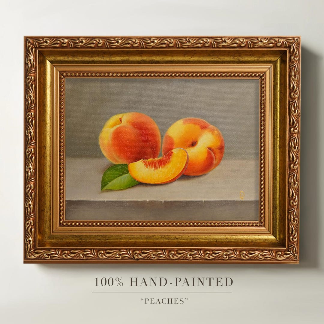 100% Original Peaches Oil Painting, Hand-painted Peaches Painting, Oil ...