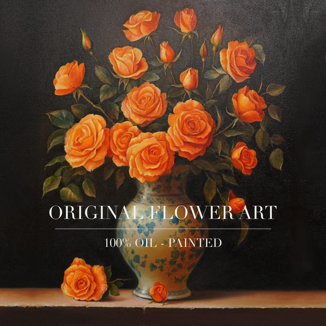 Hand-painted Roses Oil Painting on Canvas - Framed Floral Wall Art - Etsy