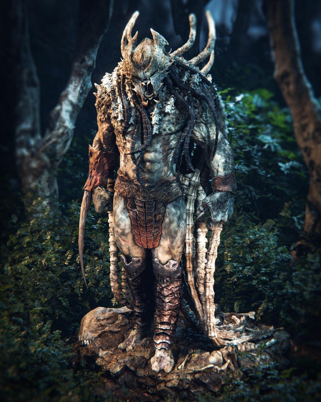 Predator King on Throne Statue | Hand-painted Yautja King Collectible ...