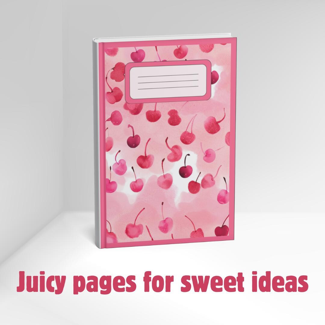 Cherry Notebook – Cute Pink Watercolor Journal | Kawaii Fruit-themed ...