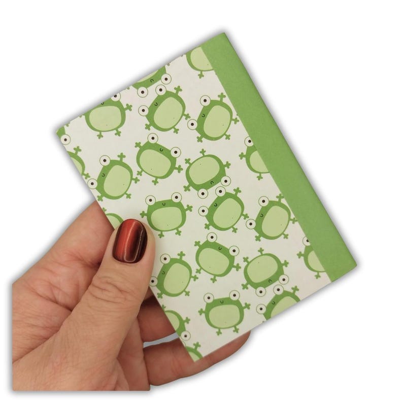 Handmade Mini Notebook | Green Frog Pattern, Pocket Journal - Etsy